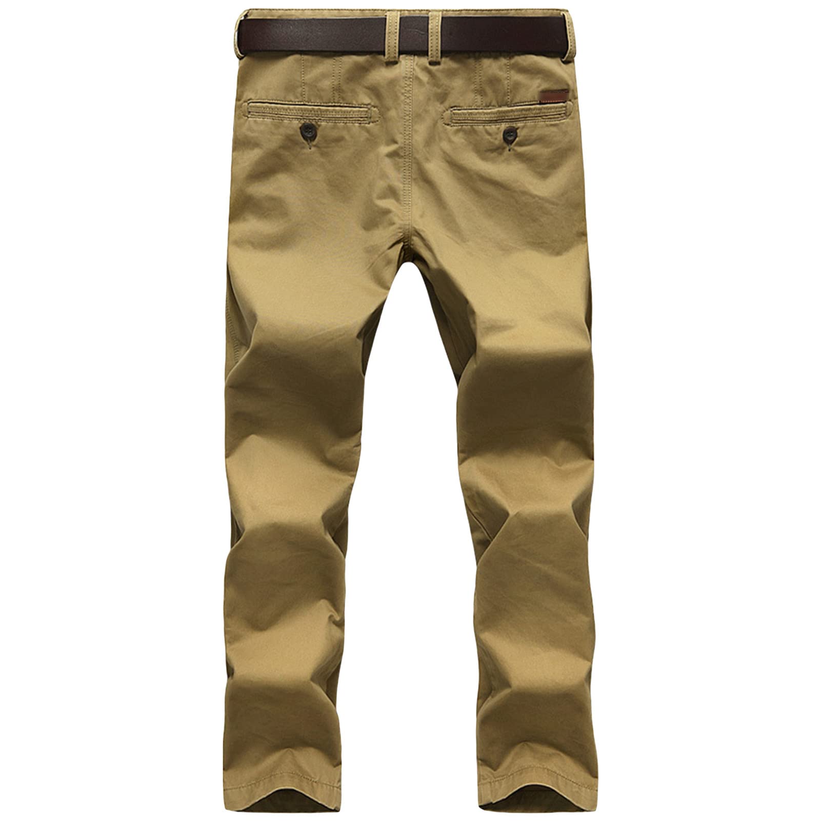 Men Relaxed Fit Casual Cotton Pant Chino Flat Front Classic Straight Pants Lightweight Business Comfort Trousers (Khaki,31)