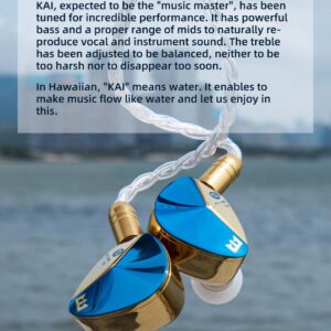 TRI X HBB Kai 3rd Generation DLC Diaphragm Driver TRI Kai in-Ear Headphone IEM, Five-axis CNC Process in-Ear Monitor Earbuds with 4-Core OFC Silver-Plated Cable for Audiophile (Gold Blue, No Mic)……