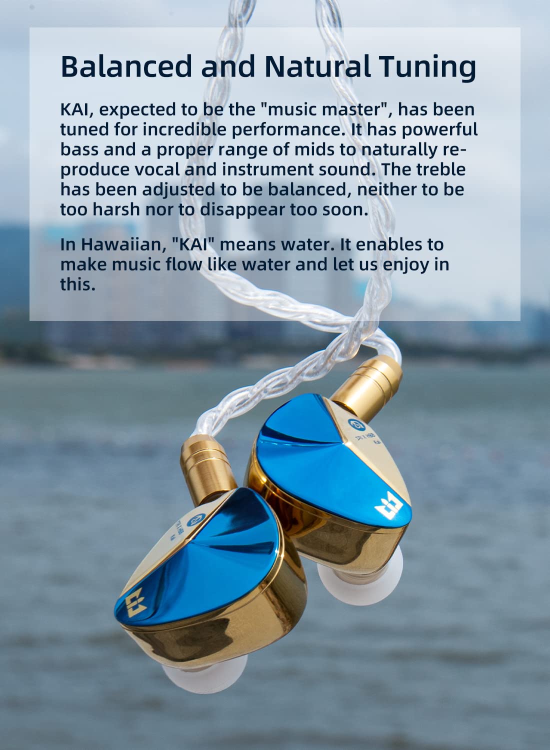 TRI X HBB Kai 3rd Generation DLC Diaphragm Driver TRI Kai in-Ear Headphone IEM, Five-axis CNC Process in-Ear Monitor Earbuds with 4-Core OFC Silver-Plated Cable for Audiophile (Gold Blue, No Mic)……