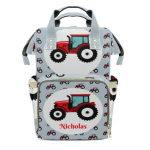 xiucoo personalized red farm tractor diaper bag backpack with name mommy nursing baby bags travel nappy bag gift