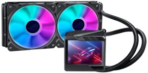 asus rog ryujin ii 240 argb all-in-one liquid cpu cooler 240mm radiator (3.5" color lcd, embedded pump fan, 2x rog 120mmargb radiator fans,compatible with intel lga1700,1200 and am5, am4 socket),black