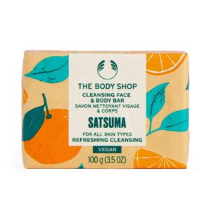 the body shop satsuma cleansing face & body bar – cleanses & revitalizes skin – vegan – 3.5oz