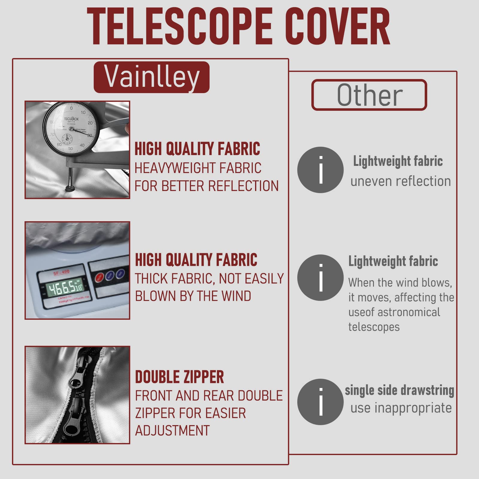 Vainlley Waterproof Telescope Cover Outdoor Dust-Proof & UV-Proof Telescope Protective Cover(59 in)