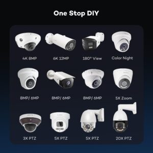 ONWOTE 4K 8MP PTZ IP PoE Camera Two Way Audio, Smart AI Human Vehicle Detection, 355° Pan 92° Tilt 5X Optical Zoom, 2.7-13.5mm Motorized Lens, 164f-262ft IR, IP66, Add-on Camera