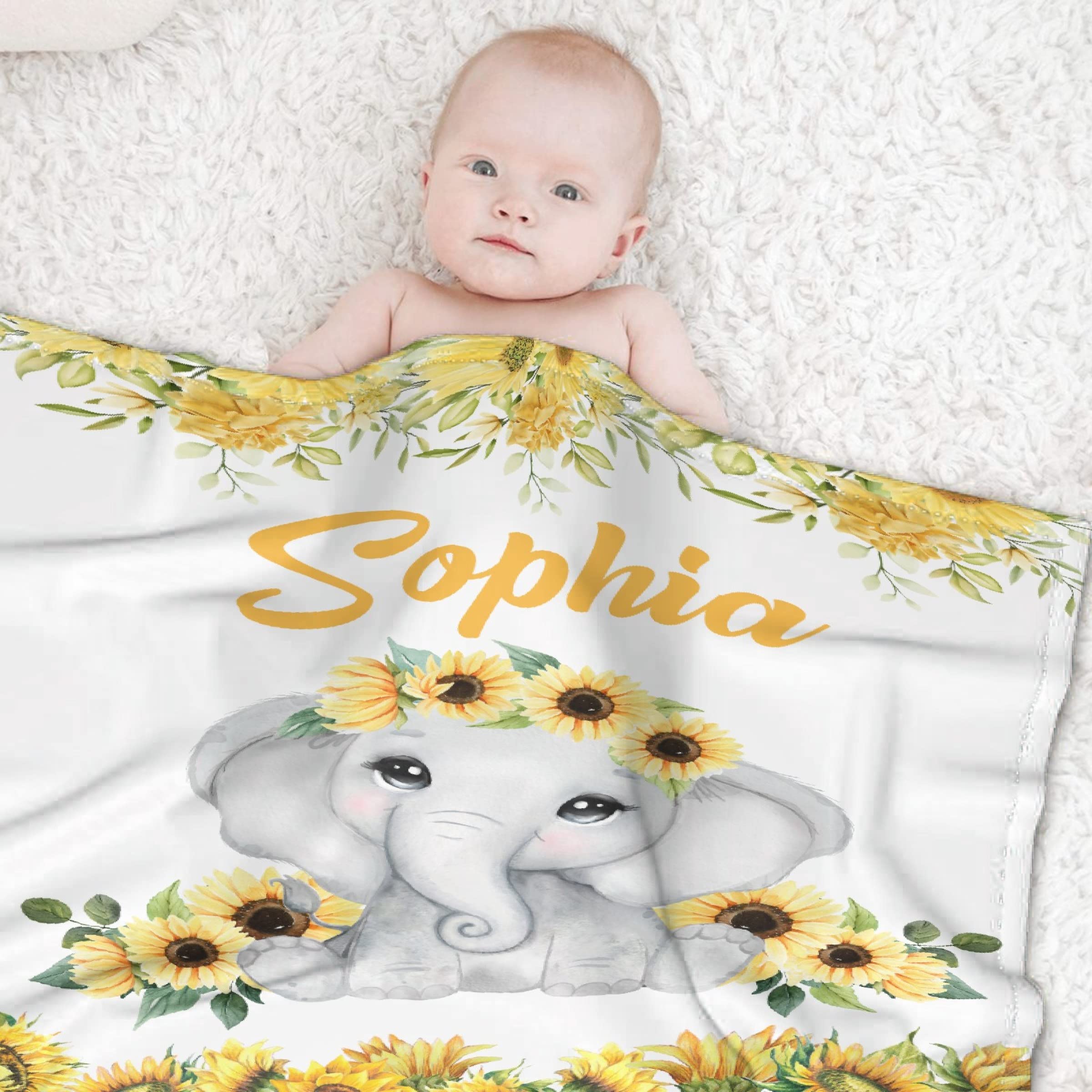 Baby Blankets Customized Baby Blankets with Name Personalized Cute Blankets Throw Blanket for Newborn Soft Skin-Friendly Blanket Memorable Present for Baby Birthday Baby Shower Fit Stroller Crib