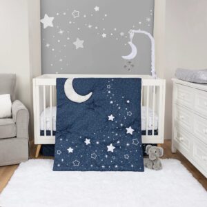 sammy & lou shooting stars 4-piece baby crib bedding set, includes quilt, fitted crib sheets neutral, crib skirt, and plush toy