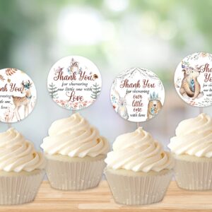 Thank You Baby Shower Stickers - Set of 80 Thank You for Coming Stickers, Preprinted Bridal Shower stickers, Birthday Party Favor Sticker, Self Adhesive Flat Sheet 2 Inch Round Labels LemonTheme Party (Woodland)