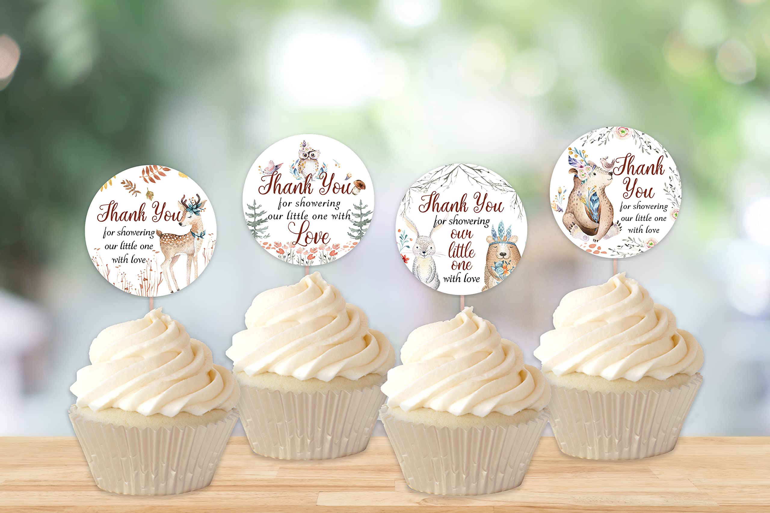 Thank You Baby Shower Stickers - Set of 80 Thank You for Coming Stickers, Preprinted Bridal Shower stickers, Birthday Party Favor Sticker, Self Adhesive Flat Sheet 2 Inch Round Labels LemonTheme Party (Woodland)