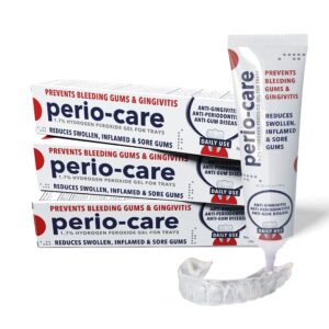 perio care gel for trays (3 tubes + trays) - 1.7% hydrogen peroxide gel - compare to perio gel, perio gel x, perio protect gel, gumx defender plus gel, perio daily defense gel & perio restore gel