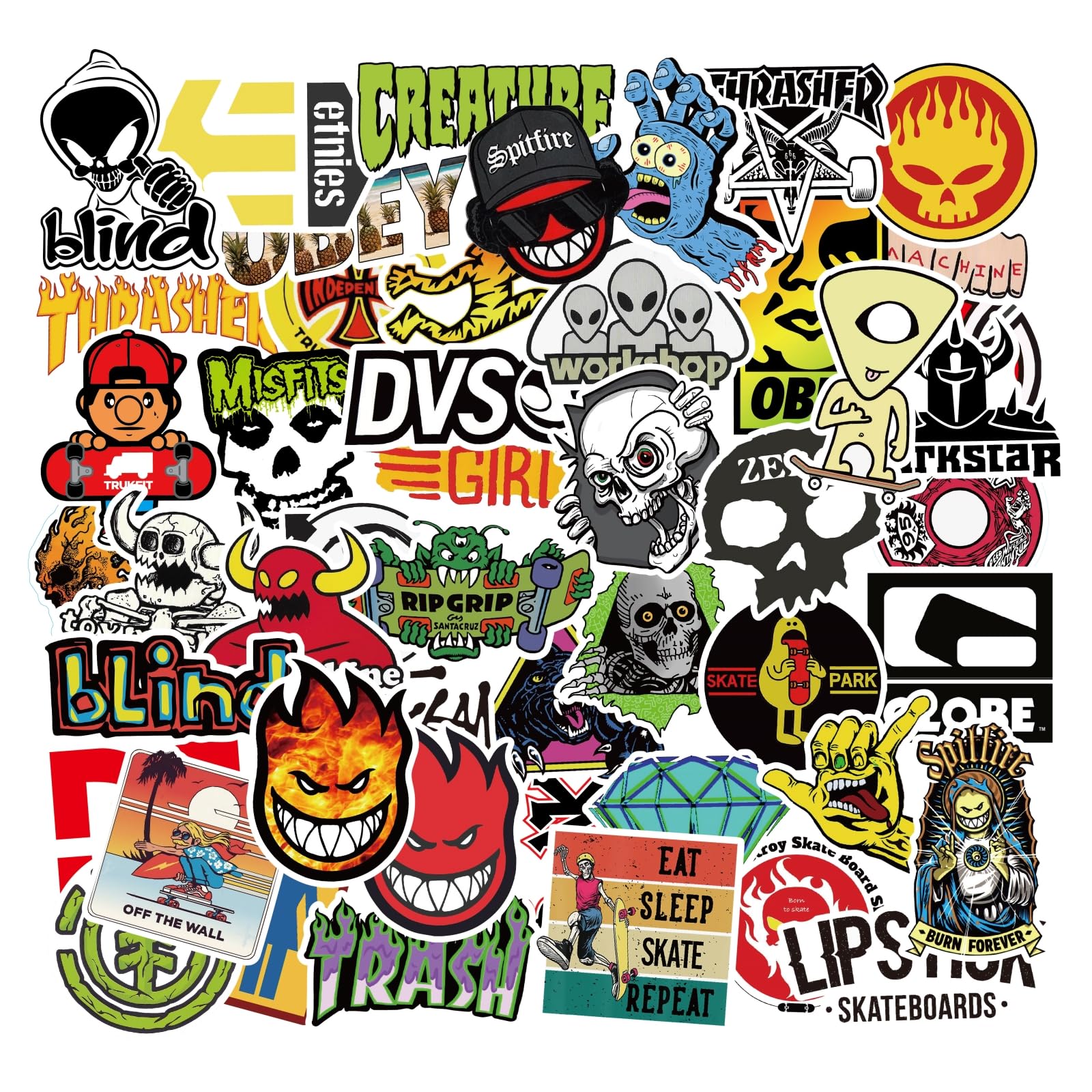 100 PCS Vinyl Random Skateboard Cool Stickers no Repeat Stickers Notebook Stickers Guitar Trolley case Stickers Waterproof car Graffiti Stickers The Teen Boys and Girls