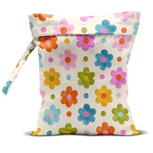 zcyxuuw wet bag, wet dry bag, wet bag for swimsuit, travel, beach, pool, diapers, dirty yoga gym clothes, makeup bag, waterproof flower face hippie decor