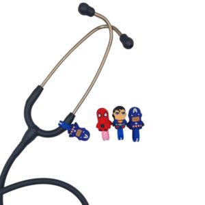 pack 3 stethoscope charms clip - medical gift (super heroes)