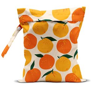 zcyxuuw wet bag, wet dry bag, wet bag for swimsuit, travel, beach, pool, diapers, dirty yoga gym clothes, makeup bag, waterproof reusable fruit decor orange strawberry