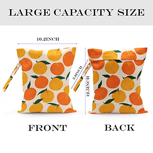 zcyxuuw Wet Bag, Wet Dry Bag, Wet Bag for Swimsuit, Travel, Beach, Pool, Diapers, Dirty Yoga Gym Clothes, Makeup Bag, Waterproof Reusable Fruit Decor Orange Strawberry