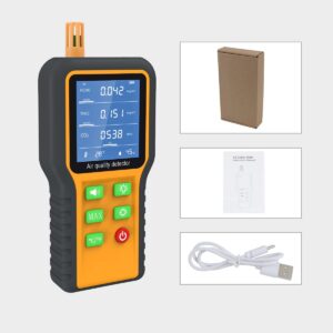 CMTOOL Air Quality Monitor Indoor Outdoor Home Air Quality Tester Analyzer CO2 Meter Portable Carbon Dioxide Formaldehyde Detector Testing Kit with Digital Temperature Humidity Sensor HCHO TVOC Test