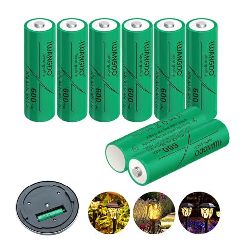 IWANGDO Battery AA HR6 8pcs 600mAh Ni-MH Rechargeable Pre-Charged