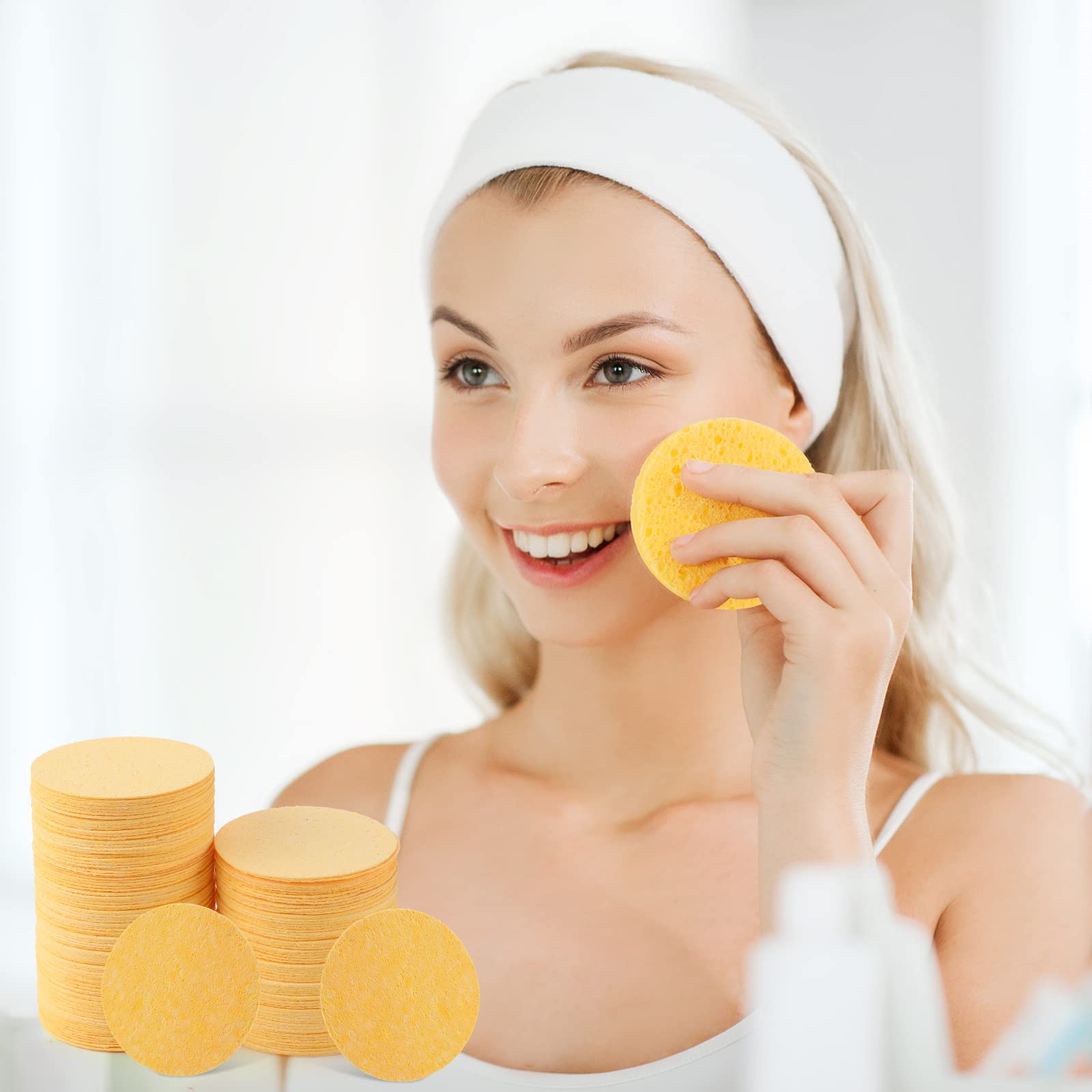 150 Pieces Compressed Facial Sponges Natural Face Sponge Compressed Sponges for Facial Cleansing Gentle Exfoliating Face Exfoliator Sponge Spa for Makeup Removal Massage Disposable Face Cleansing Pads