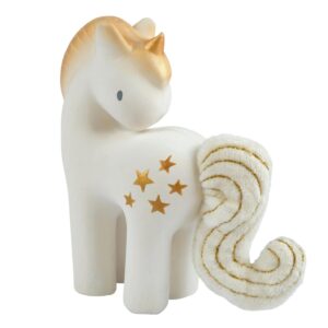 Tikiri Shining Stars Unicorn Organic Natural Rubber Rattle with Crinkle Wings