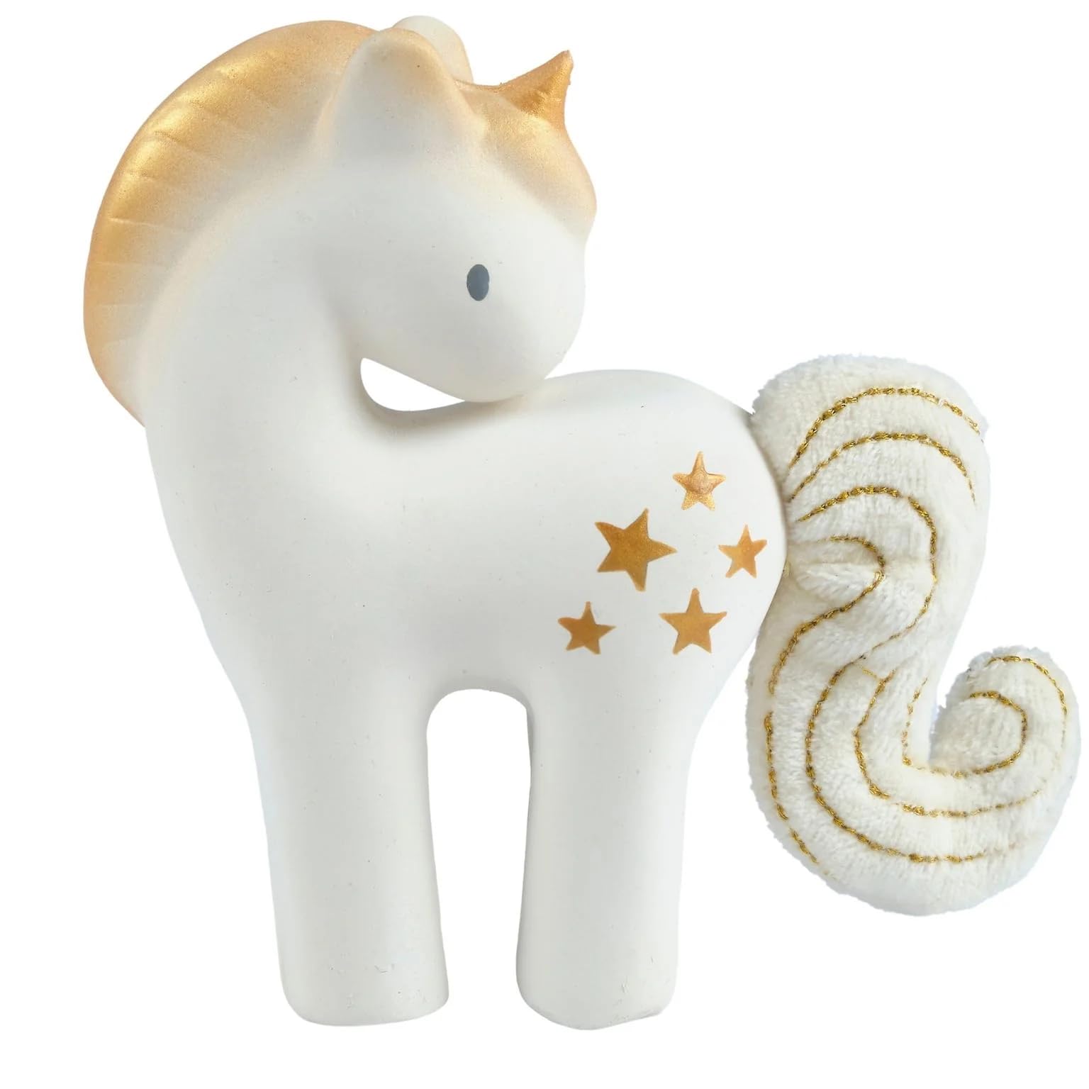 Tikiri Shining Stars Unicorn Organic Natural Rubber Rattle with Crinkle Wings