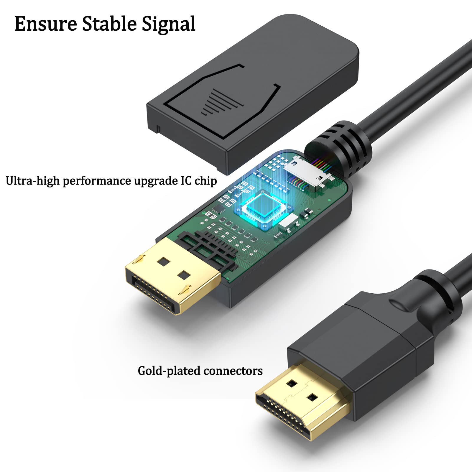 UVOOI DisplayPort to HDMI Cable 30FT 4K, Display Port DP to HDMI Cable Adapter Male to Male DP to HDMI Cord 4K@30Hz, 2K, 1080P for Long Distances, HDTV, Monitor, Projector (30 Feet, 9.14M)