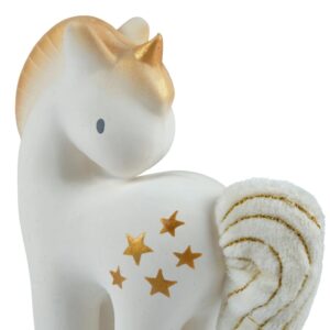 Tikiri Shining Stars Unicorn Organic Natural Rubber Rattle with Crinkle Wings