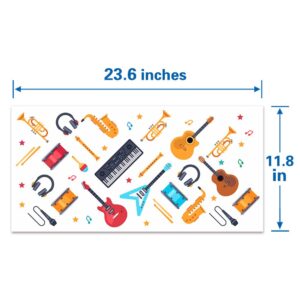 Music Instruments Decor Wall Decals for School Classroom,Guitar Drum Oboe Bass Decor Wall Stickers for Kids Room, Remove Vinyl Wallpaper Mural for Nursery