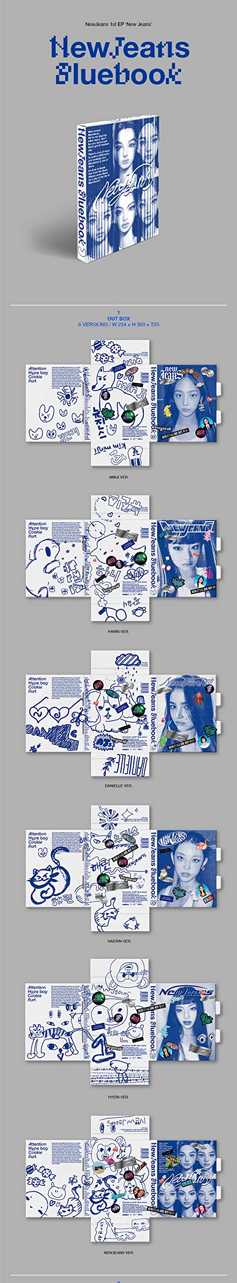 Dreamus NewJeans - NewJeans 1st EP 'New Jeans' Bluebook ver. CD [6 Covers Set] (ADR0174)