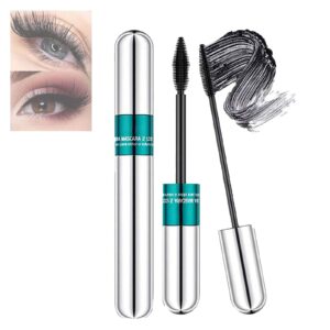 5x longer waterproof mascara, 4d silk fiber lash mascara, 2 in 1 4d thrive mascara 5x longer waterproof for natural lengthening and thickening effect (2packs)