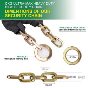 OKG Security Chain - 3.6 ft x 0.36" (9mm) Heavy Duty Chain - Special Hardened Alloy Steel Cut Proof Chain - Premium Anti Theft Garage Chain, E-Bike Chain, Motorcycle Lock Chain, Fence Gate Chain, etc.