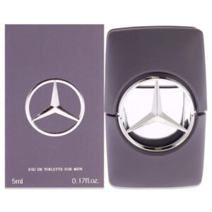 mercedes-benz man grey perfume for men - amber spicy scent - opens with notes of citruses and pink pepper - blended with sage and ambroxan - warm and enveloping fragrance - 0.15 oz edt spray