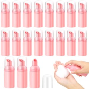 funtery 24 pcs foam pump bottles 1 oz/ 30 ml travel soap bottle plastic mini empty dispenser foaming bottles for refillable hand sanitizer lash shampoo bottles (pink)