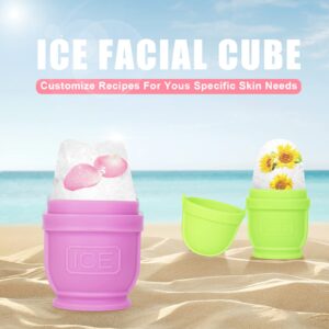 BFASU 2 packs ice roller for face and body parts. Massage, facial beauty ice roller skin care tools(green+purple)