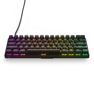 steelseries apex pro mini mechanical gaming keyboard – world’s fastest keyboard – adjustable actuation – compact 60% form factor – rgb – pbt keycaps – usb-c (renewed)