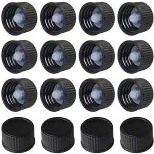 meetoot 16pcs phenolic resin cover 18mm black poly seal screw caps for daily chemicals, food, cosmetics bottles