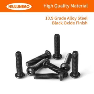 M5-0.8 x 30mm Button Head Socket Cap Screws Bolts 10.9 Grade Alloy Steel Metric, Black Oxide Finish, Machine Fully Threaded, Allen Hex Drive, 50PCS