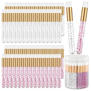 60 pcs lash shampoo brushes glitter eyelash brushes for cleansing with container nose pore deep cleaning brush blackhead removing brush(pink, white)