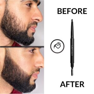 LAVOSSY Beard Pencil - DARK BROWN - Long Lasting and Easy to Use Beard Pen with Blending Brush for Sleek & Natural Look, Water/Sweat Proof