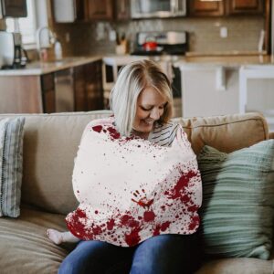 Baby Nursing Cover Carseat Canopy Spooky Bloody Halloween Cruel Handprint Breathable Privacy Breastfeeding Scarf Horror Red White Multi Use Car Seat Covers for Boys or Girls