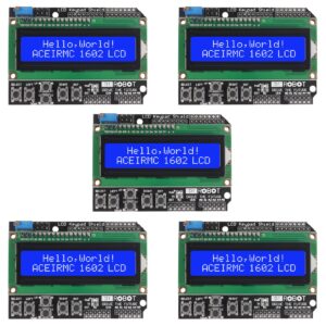 aceirmc 2pcs 1602 lcd keypad shield 1602 lcd expansion shield board blue backlight 4.5-5.5v for arduino r3 mega2560 nano due duemilanove robot (5pcs)