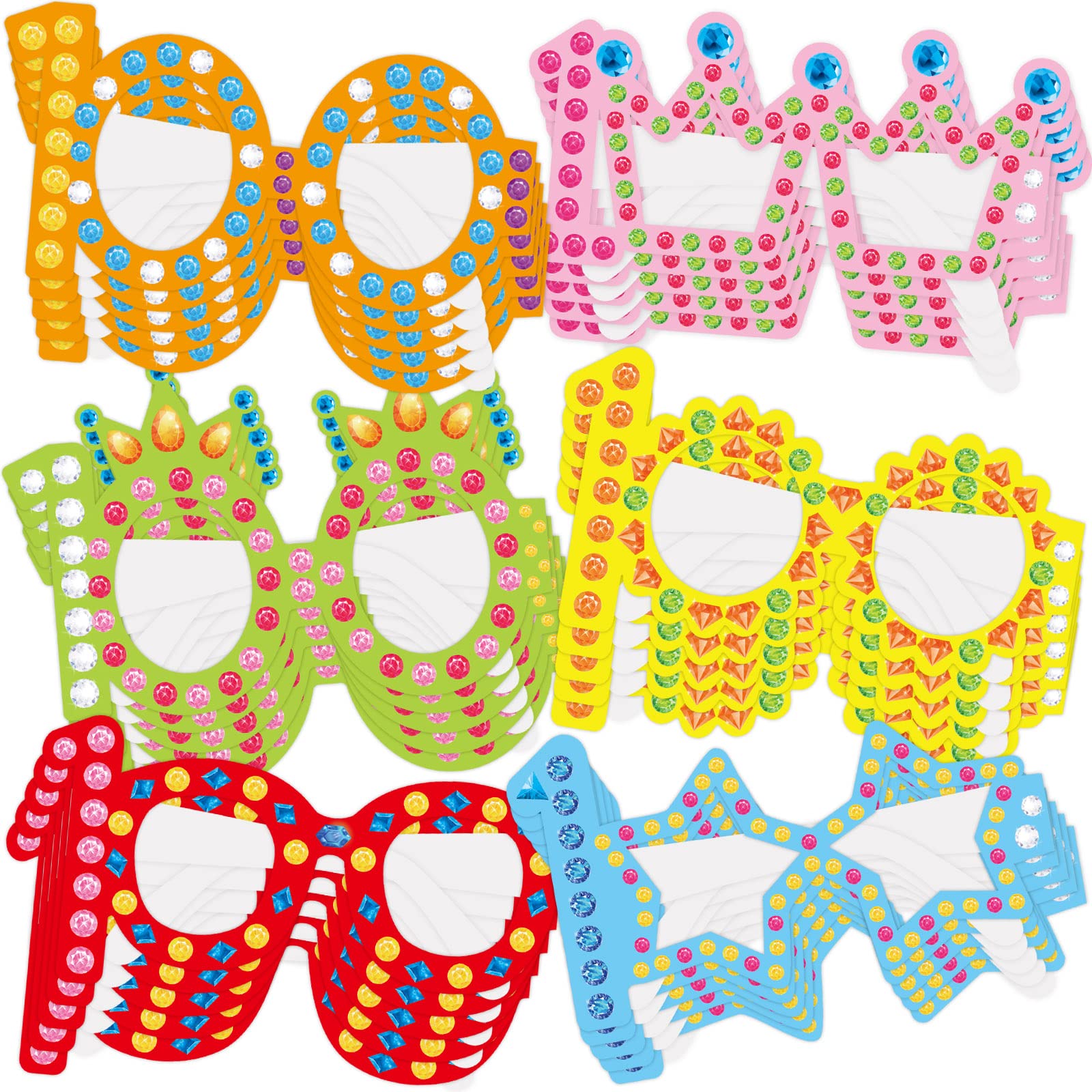 30Pcs 100 Days Paper Glasses Rhinestones 100th Day of School Educational Photo Booth Props Party Favors for Classroom