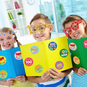 30Pcs 100 Days Paper Glasses Rhinestones 100th Day of School Educational Photo Booth Props Party Favors for Classroom