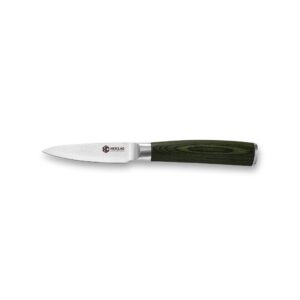 hexclad paring knife, 3.5-inch japanese damascus stainless steel blade, pakkawood handle