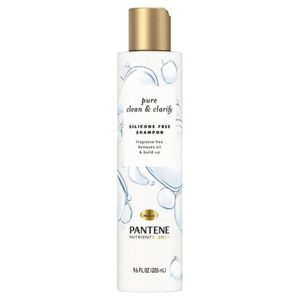 pantene pro-v nutrient blends pure clean & clarify shampoo, silicone and fragrance free, 9.6 fl oz