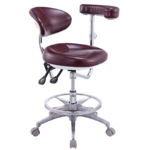 gunel deluxe leather dental chair with adjustable armrests medical doctor's chair lift swivel chair physician nurse assistant chair for hospital clinic lab office