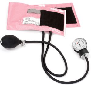 prestige medical premium adult aneroid sphygmomanometer, pastel pink