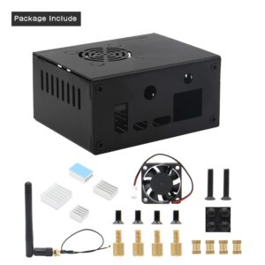 eleUniverse Orange Pi Zero 2 Case N500, Metal Case with 5V 3010 Cooling Fan and 4pcs Aluminum Heatsinks & Antenna