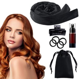 bicico heatless hair curling headband for women, no heat curl ribbon for overnight waves and curls - 8 piece set