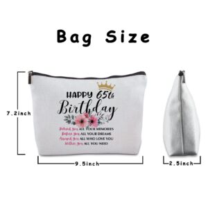 65th Birthday Gift for Women Zipper Travel Makeup Bag 65 Year Old Gifts 65 Birthday Gifts Birthday Gift Ideas for Women Grandma Mom Wife Sister Aunt