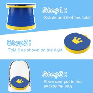 Portable Potty Seat, Toddler Folding Training Toilet Chair Kids Travel Foldable Potty Indoor Outdoor with Storage Travel Bag Blue