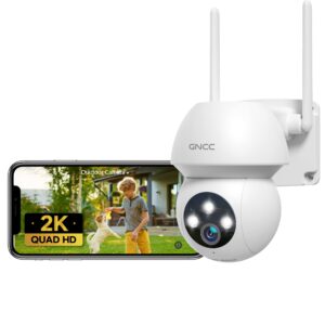 gncc wifi security camera outdoor 2k 360° home security camera surveillance camera wired with auto tracking, color night vision, sd & cloud storage, 2-way talk, waterproof (2.4ghz, k1pro)